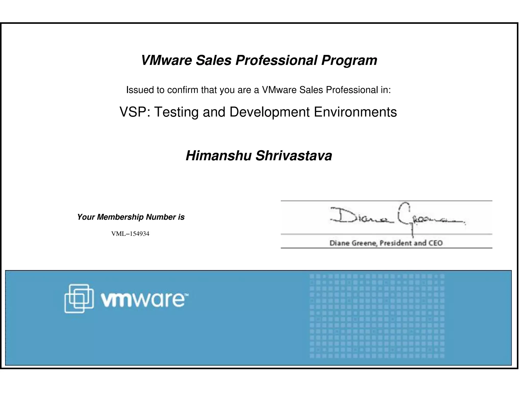 VMWARE-Sales-Certificate-Testing & development | PDF