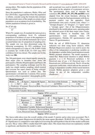 Mobile Payment System Adoption among Informal Sector in Anambra State | PDF