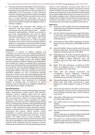 Problems and Constraints Faced by Internal Quality Assurance Cells with Reference to Quality ...