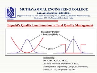 Taguchi’s Quality Loss Function in Total Quality Management | PDF