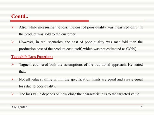 Taguchi’s Quality Loss Function in Total Quality Management | PDF ...