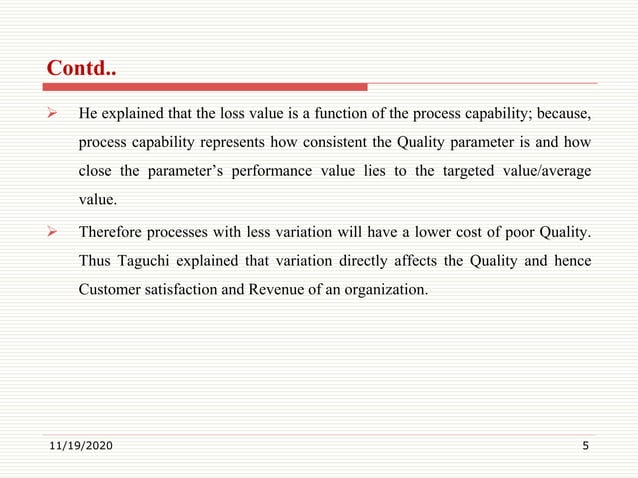 Taguchi’s Quality Loss Function in Total Quality Management | PDF ...