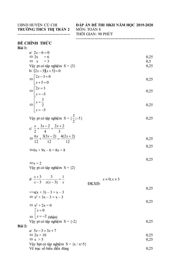 Đề Thi HK2 Toán 8 - THCS Thị Trấn 2 | DOCX