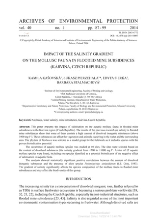 Impact of the salinity gradient on the mollusc fauna in flooded mine ...