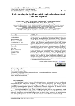 Understanding the significance of Olympic values in adults of Chile and ...