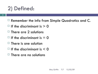 7.7 Using The Discriminant | PPT