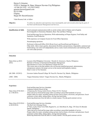 Resume Genuino, Hector 2016 | PDF