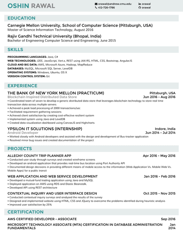 Oshin Resume Java | PDF