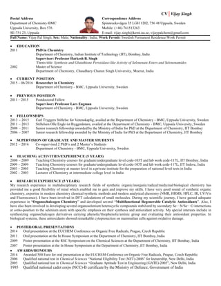 Vijay-CV | PDF | Chemistry | Science