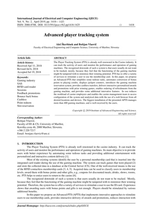 Advanced player tracking system | PDF