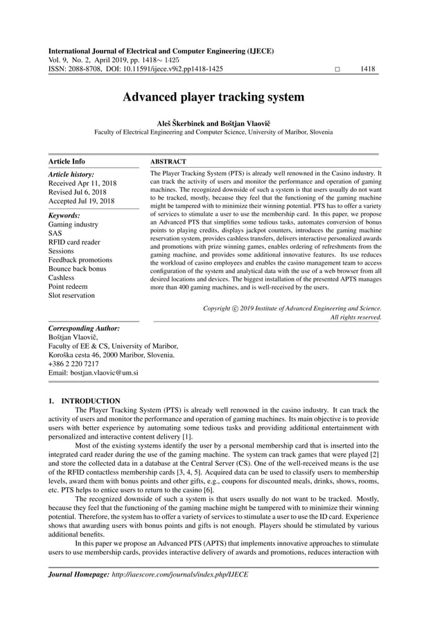 Advanced player tracking system | PDF