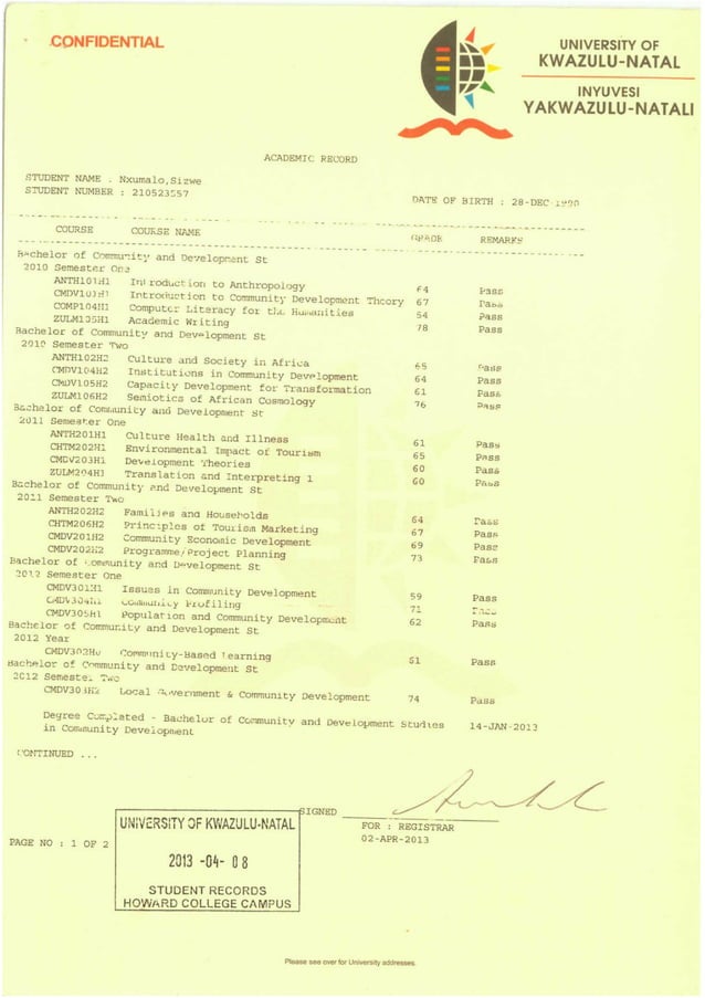 Qualifications with Academic Record | PDF