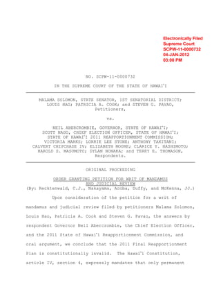 Hawaii Supreme Court Reapportionment | PDF