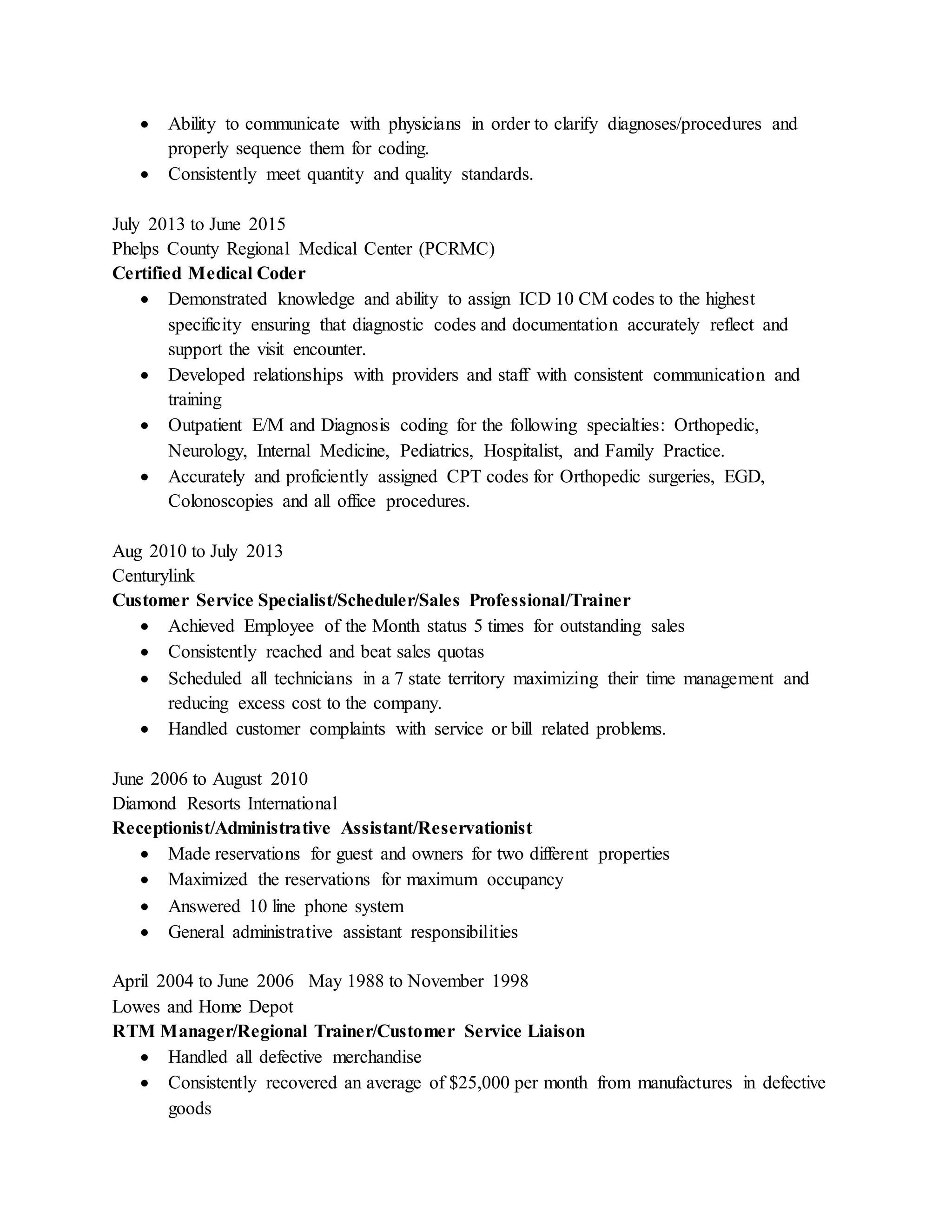 Medical Coding Resume Pdf 1635