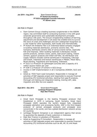 CV Warendra B Alwie 020516 | PDF