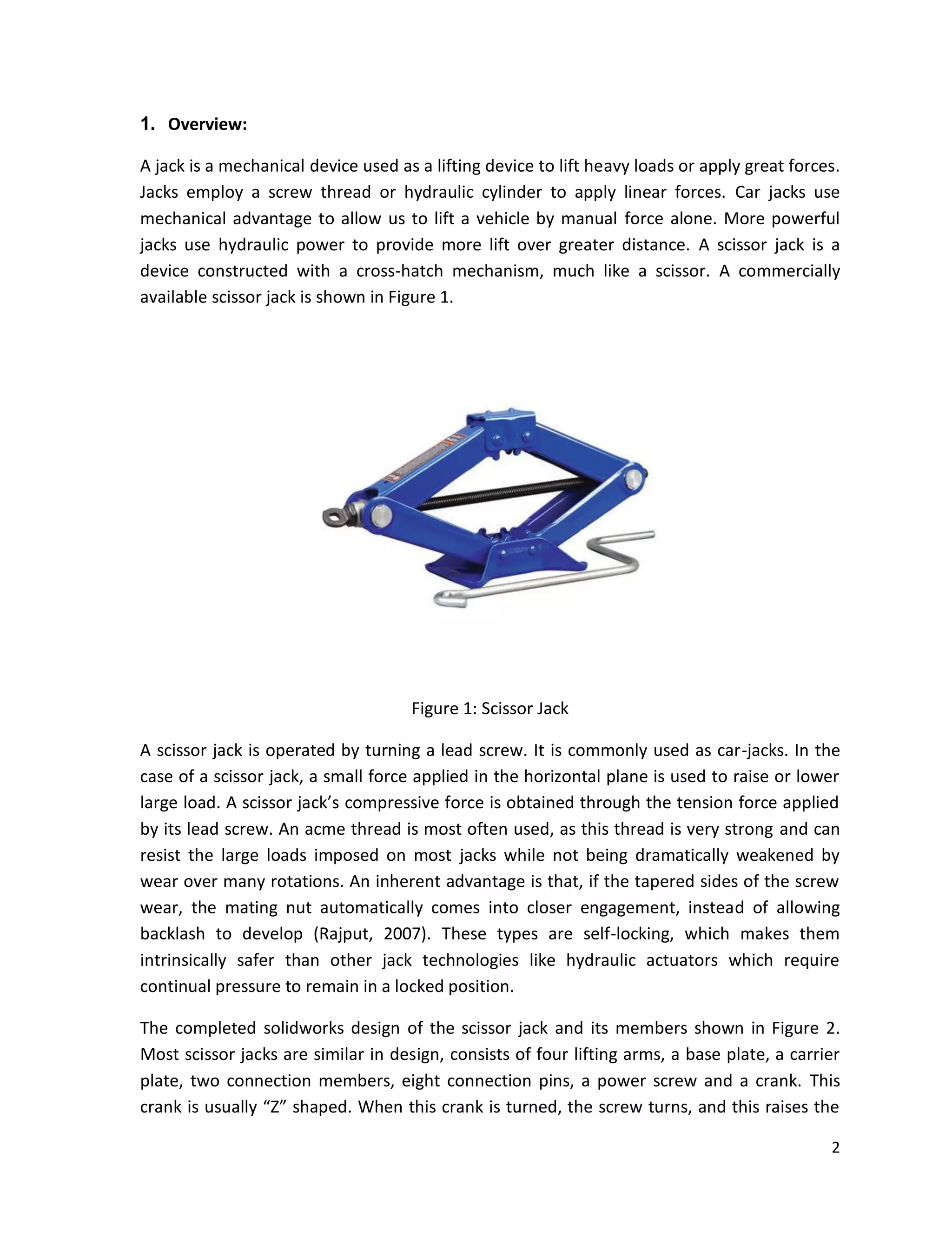 Final Project_ Design and FEM Analysis of Scissor Jack | PDF