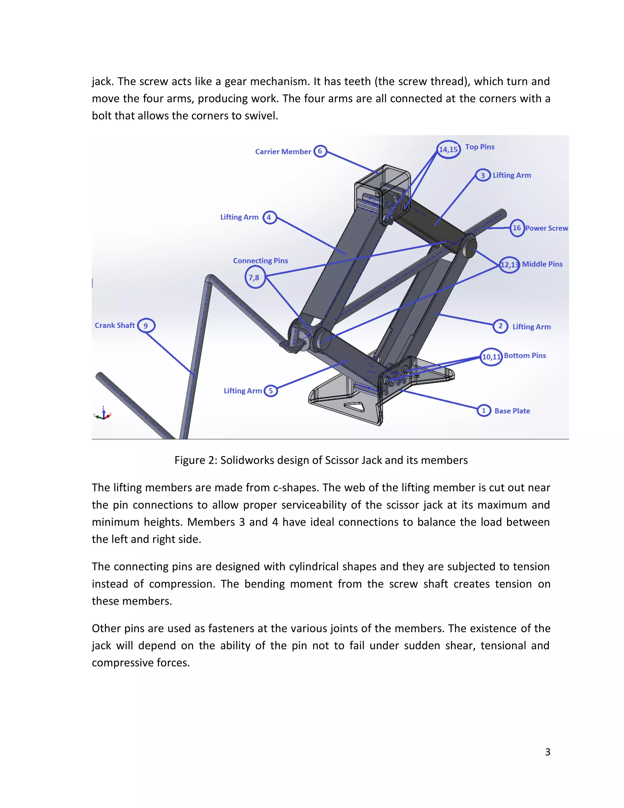 Final Project_ Design and FEM Analysis of Scissor Jack | PDF