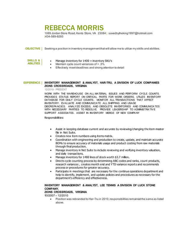 Rebecca Morris resume 2016 | PDF