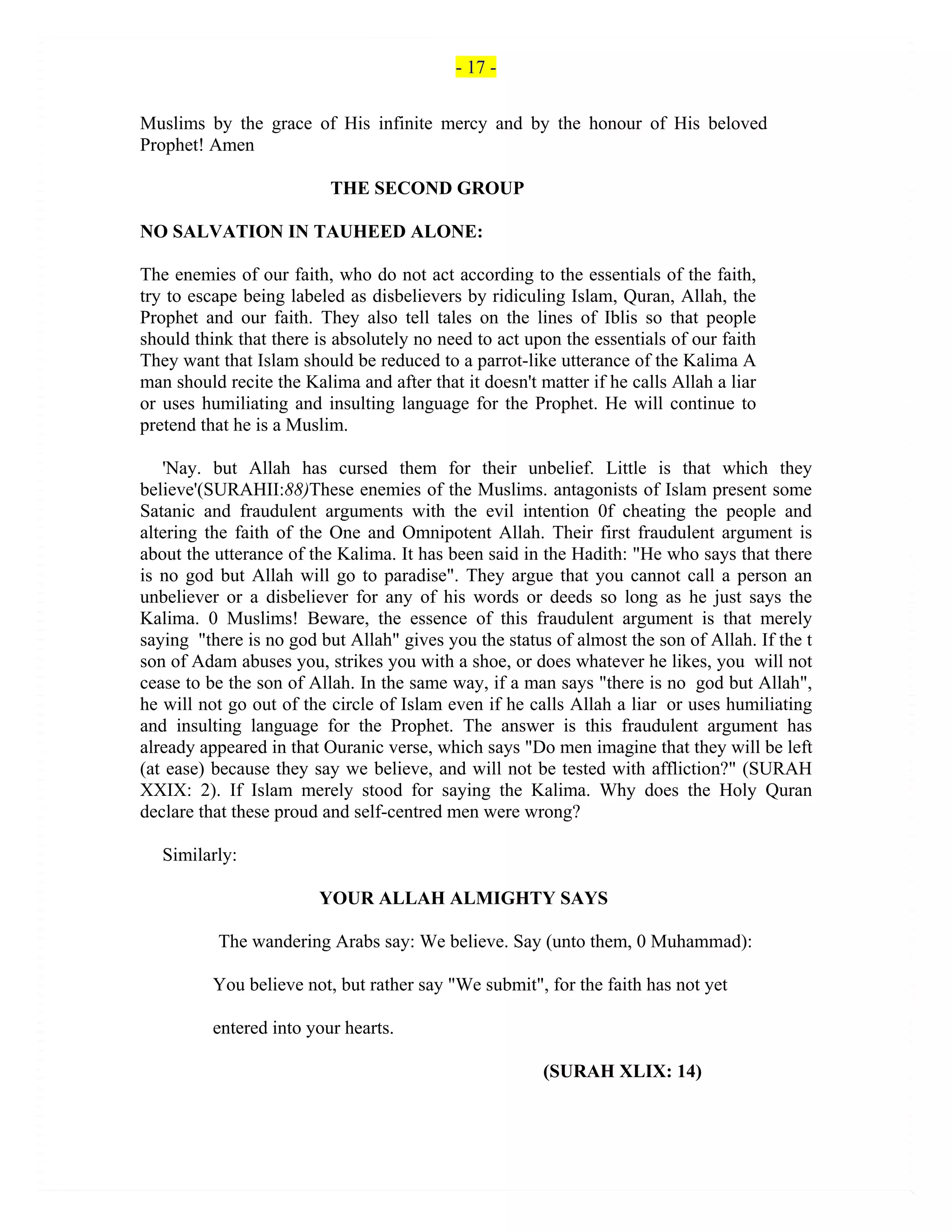 Definition Of Iman In The Light Of Quran and Hadith | PDF