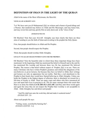 Definition Of Iman In The Light Of Quran and Hadith | PDF