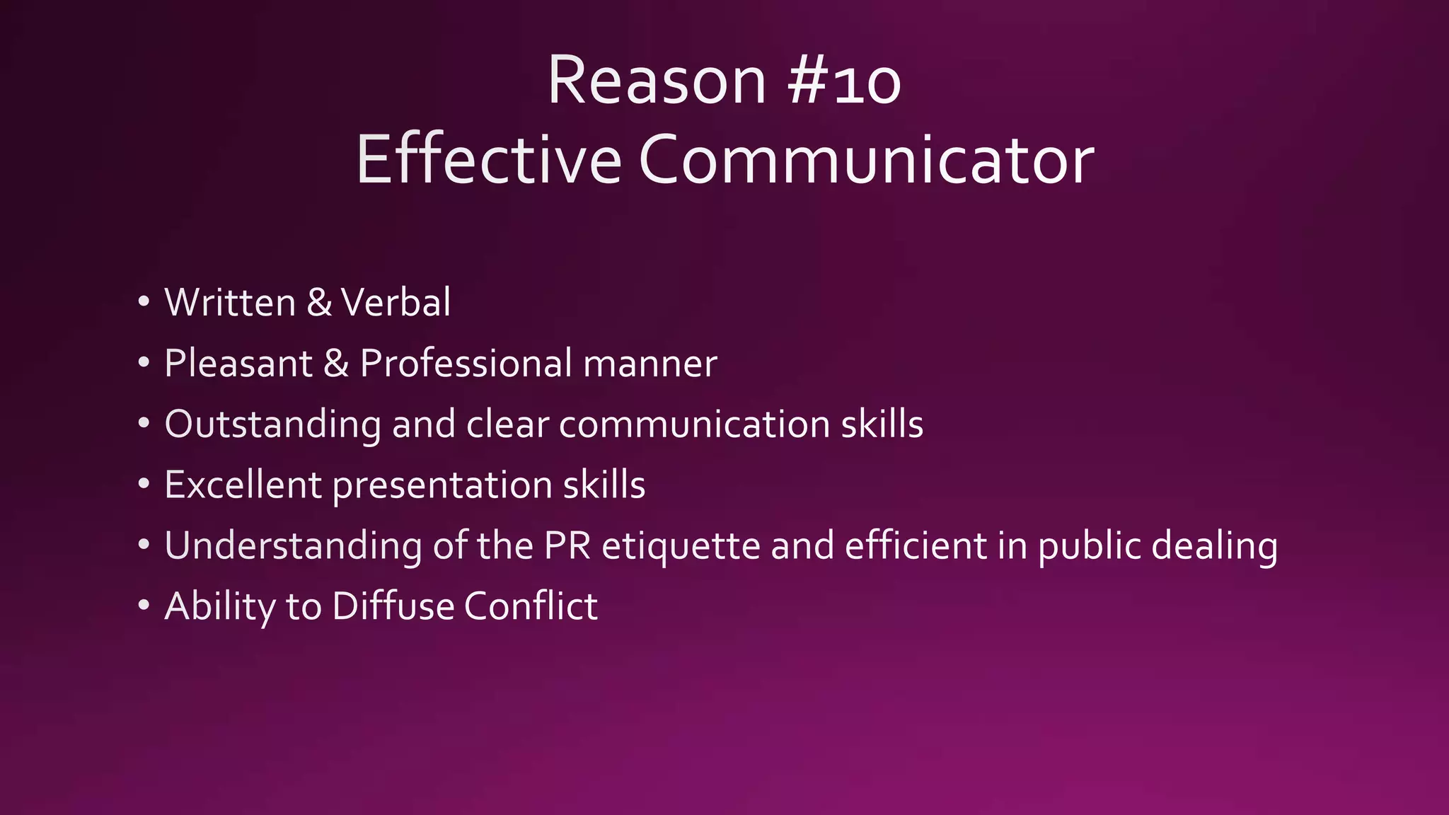 Top Ten Reasons Why You Should Hire Me | PPTX