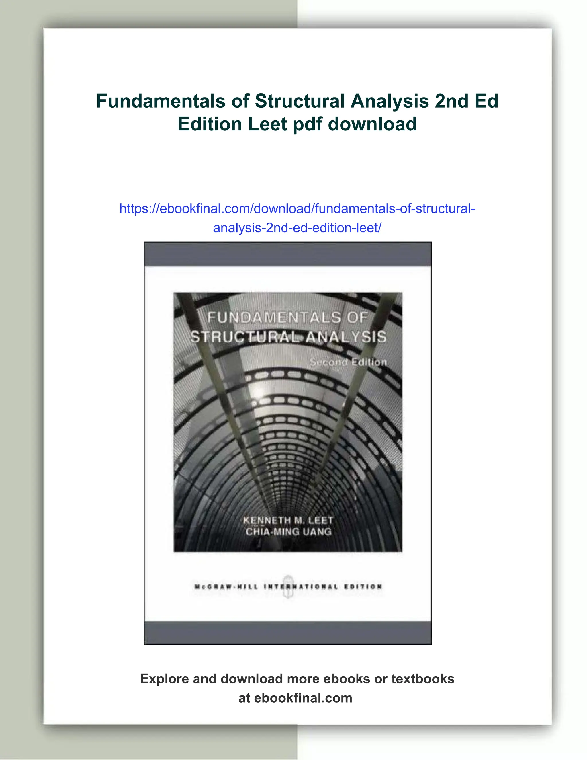 Fundamentals of Structural Analysis 2nd Ed Edition Leet | PDF
