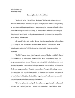 Reviving Baseball in Inner Cities Feature Story | DOCX