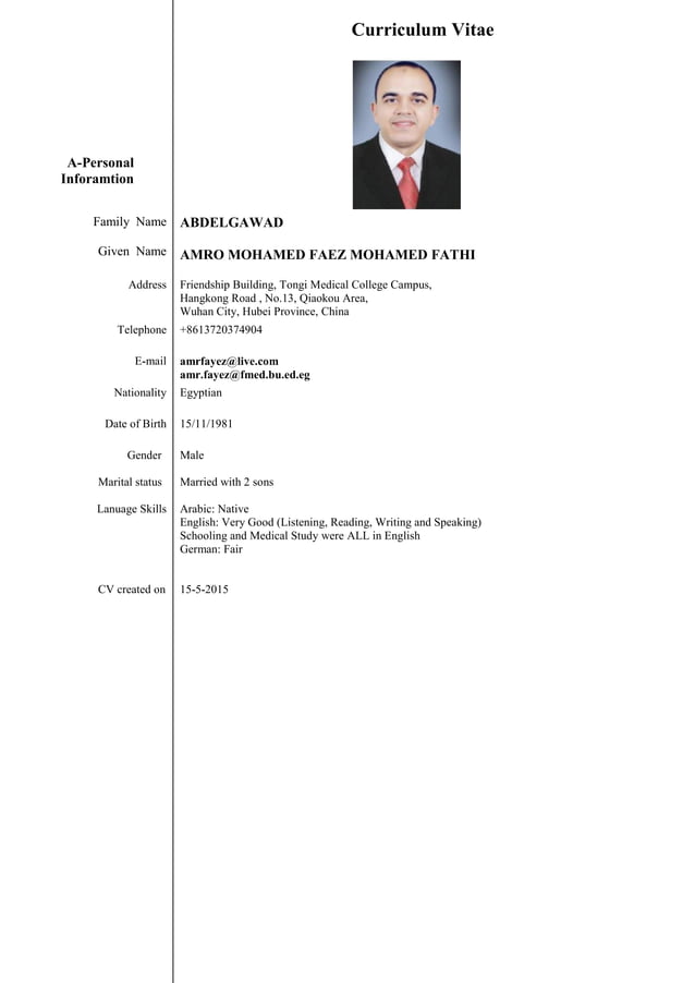Amr's CV updated 2015 final | PDF