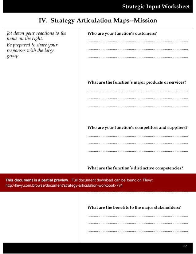 Strategy Articulation Workbook