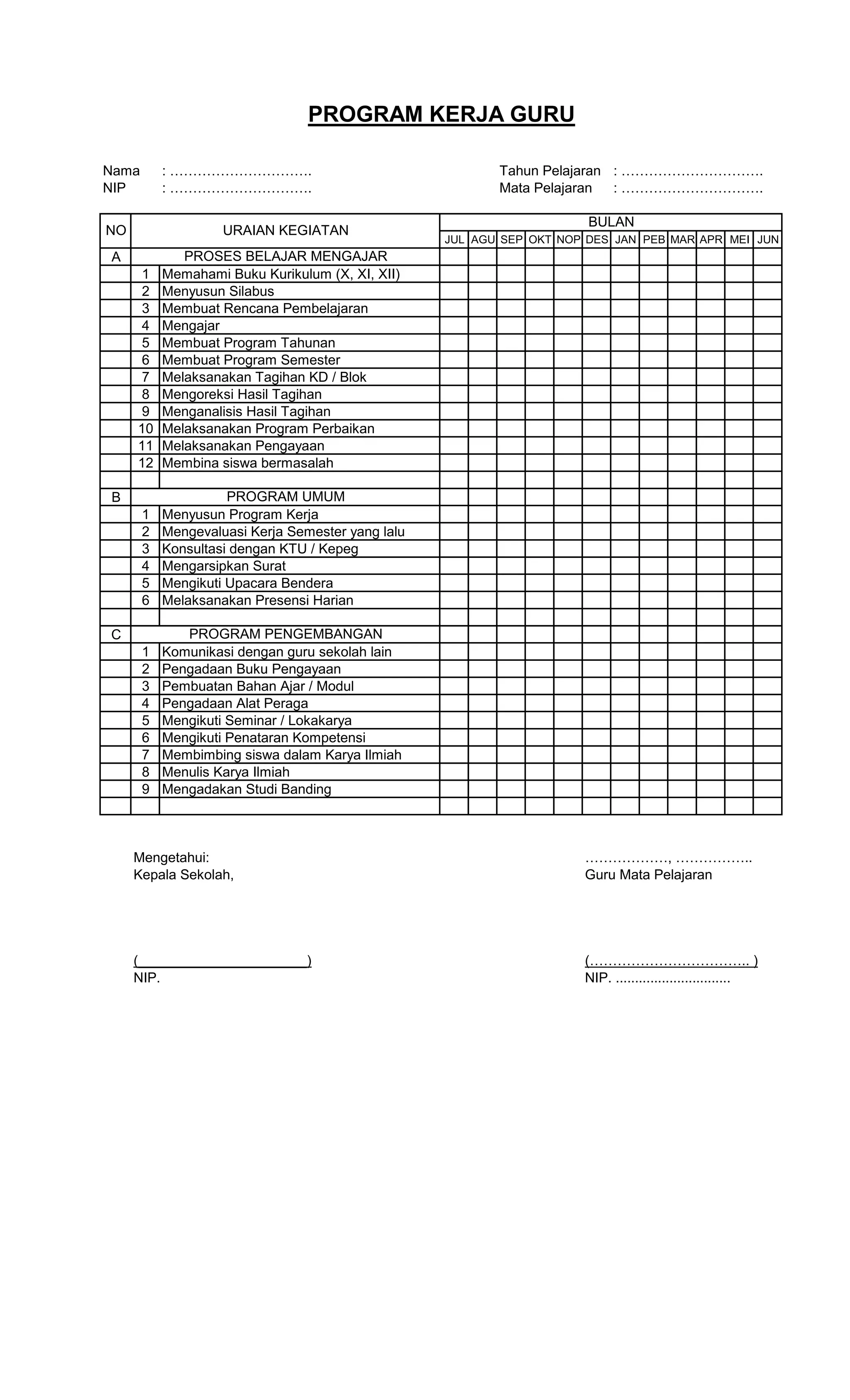 program-kerja-guru | PDF