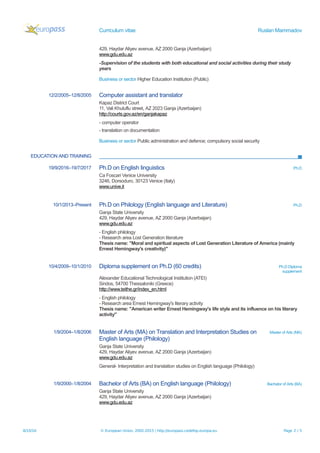 CV-Ruslan Mammadov(2016)-EN | PDF