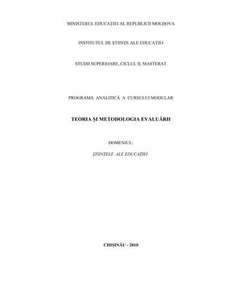 Teoria şi metodologia evaluării | PDF