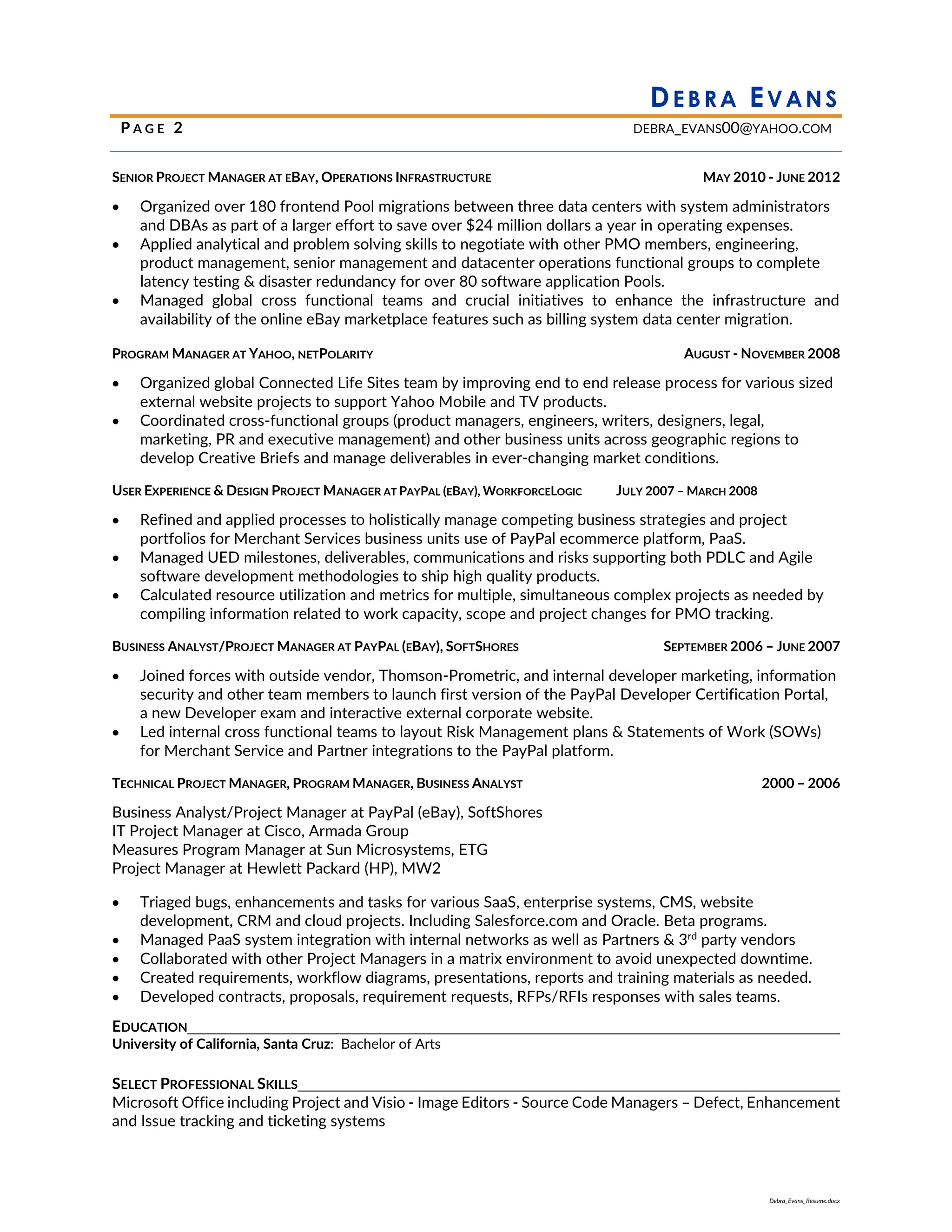 Debra_Evans_Resume | DOCX | Cloud Computing | Internet