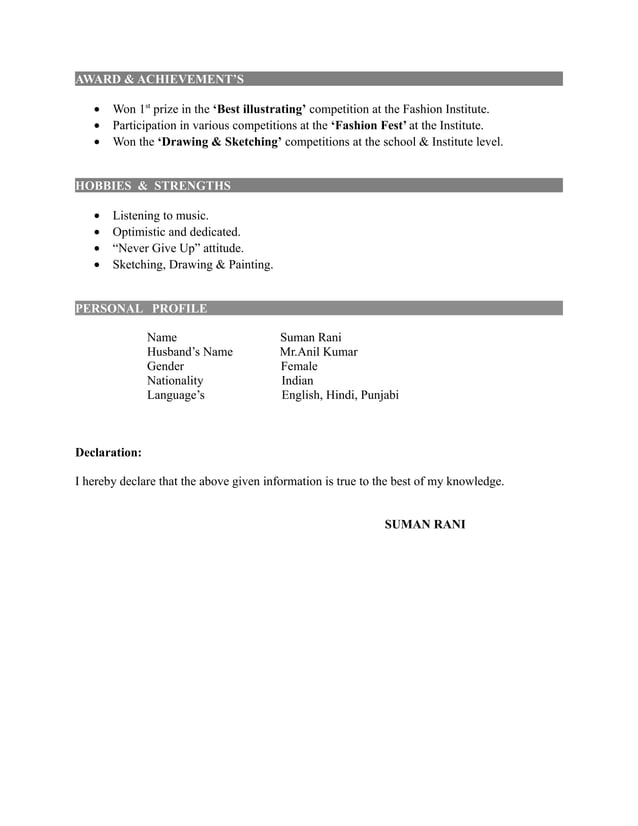 CV of Suman Rani | PDF