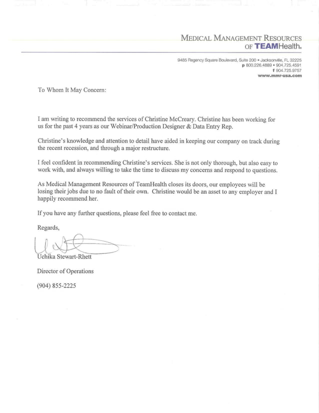 Letter of Recommendation Operation Manager | PDF