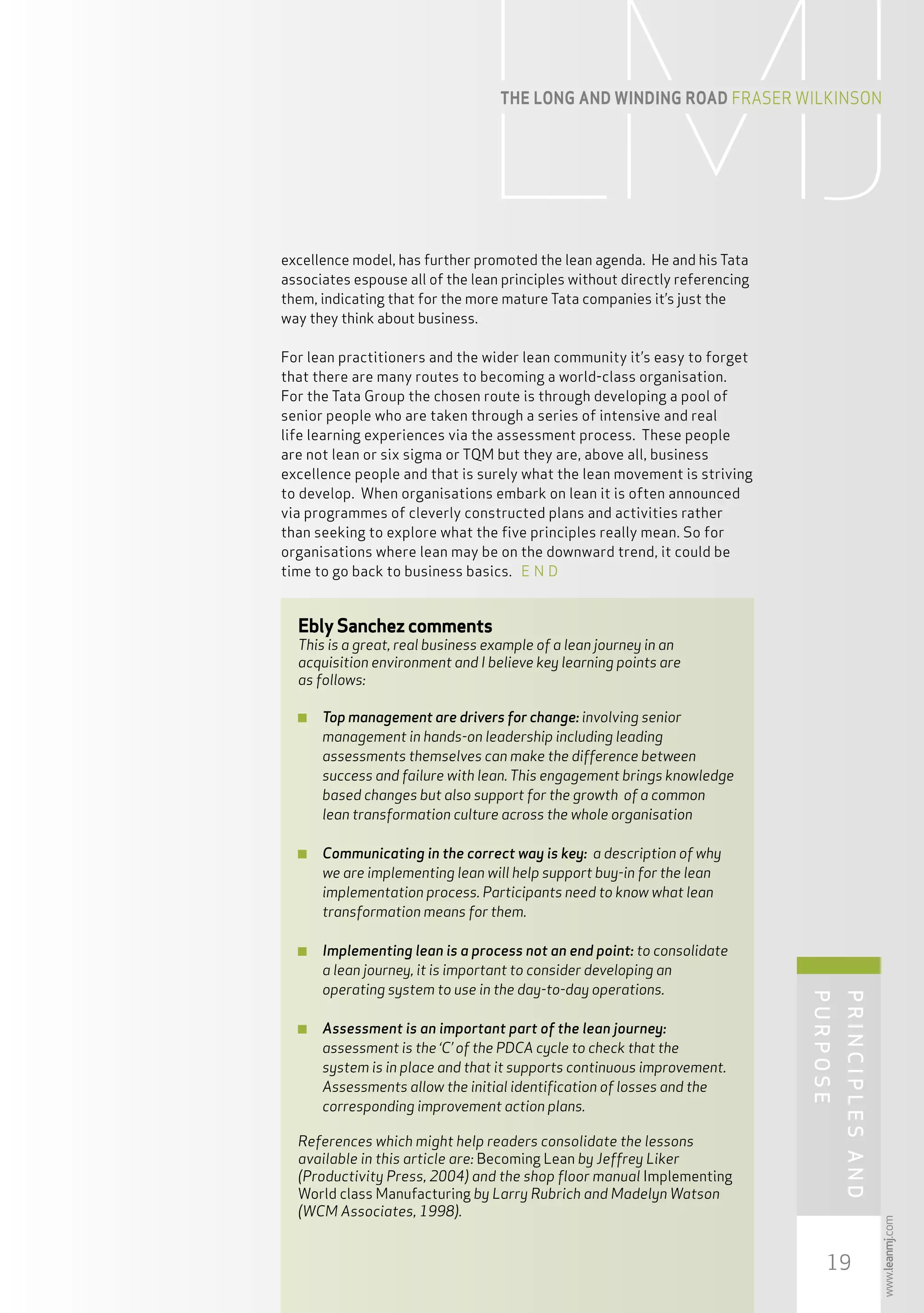 Lean Management Journal Tata Business Excellence Model | PDF