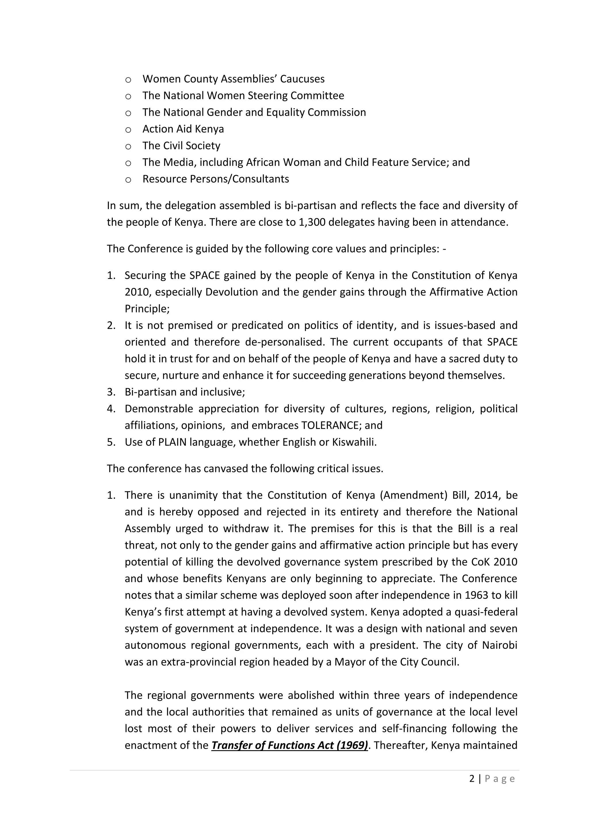 DEVOLUTION AND WOMEN CONFERENCE SUMMARY-signed | PDF | Civic affairs ...