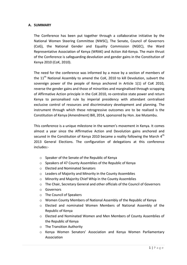 DEVOLUTION AND WOMEN CONFERENCE SUMMARY-signed | PDF | Civic affairs ...