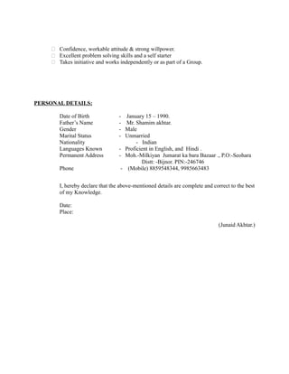 junaid akhtar resume | RTF