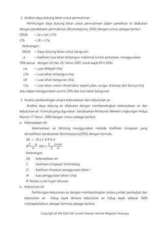 Analisis Kapasitas Daya Dukung dan Daya Tampung Lingkungan Hidup ...