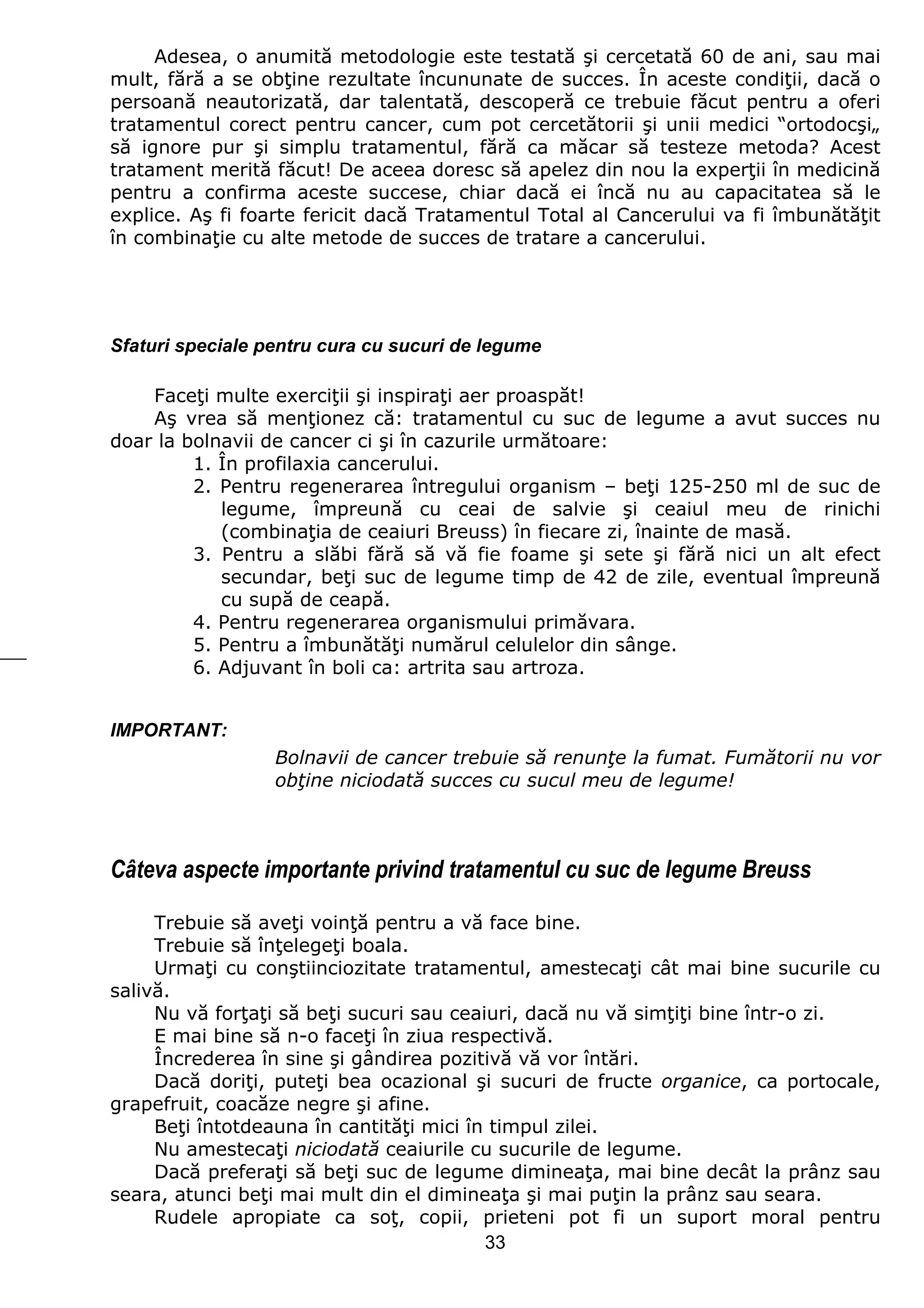 Rudolf Breuss - tratamentul total al cancerului | PDF