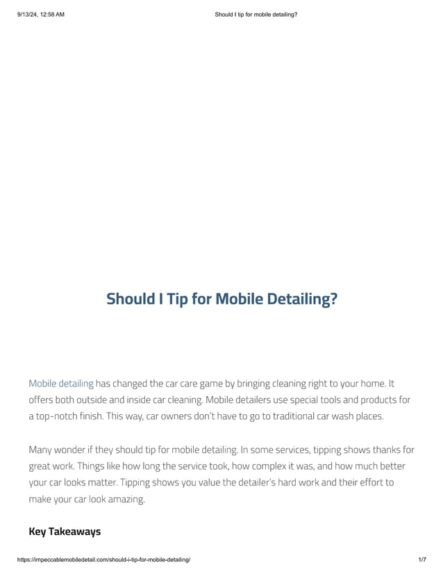 Should I Tip for Mobile Detailing? (Mobile Detailing) | PDF