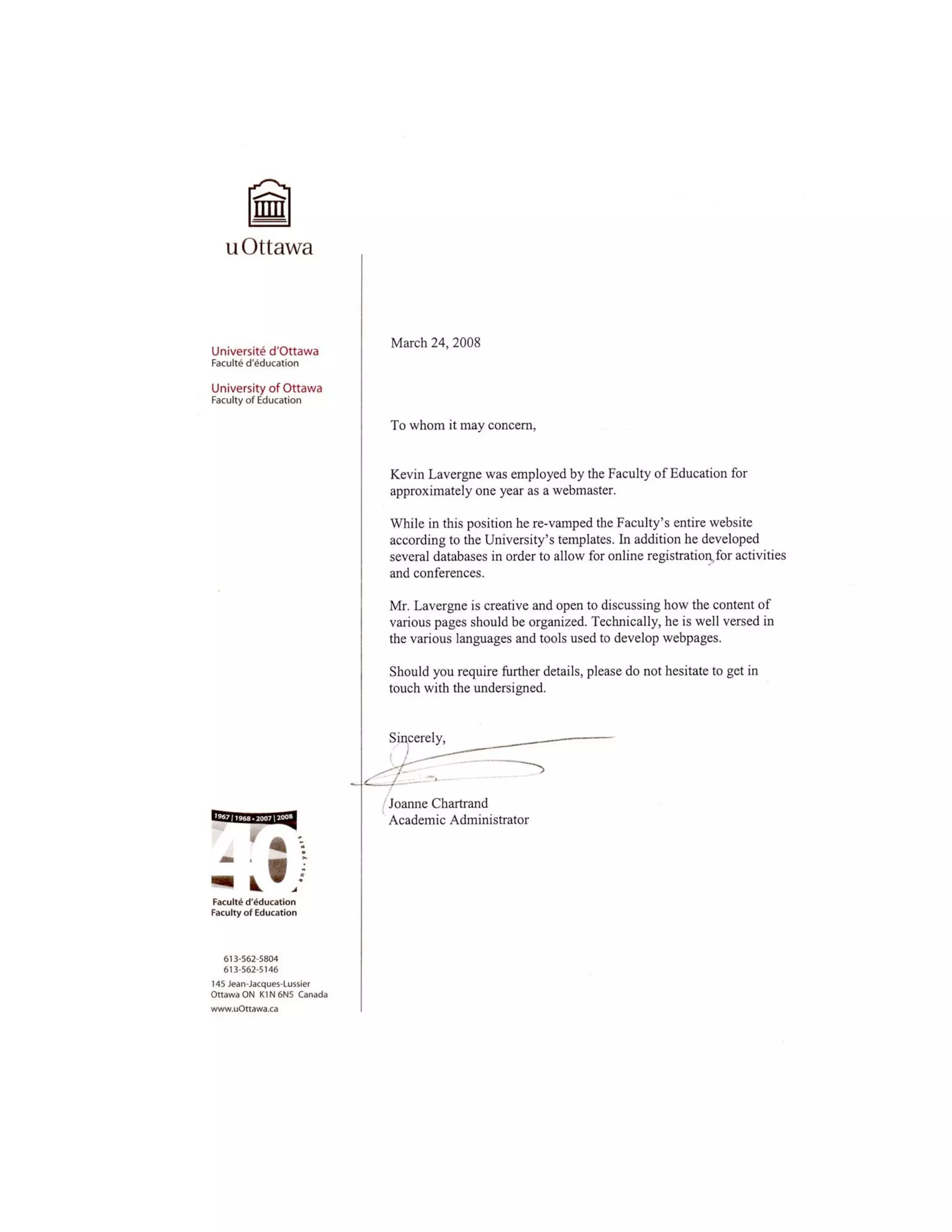 Leters of Reference Ottawa U | PDF