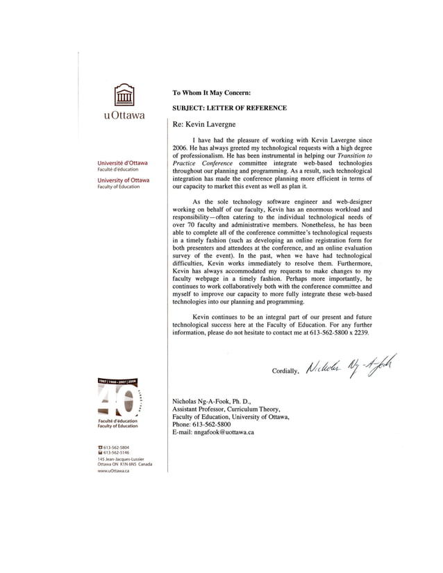 Leters of Reference Ottawa U | PDF