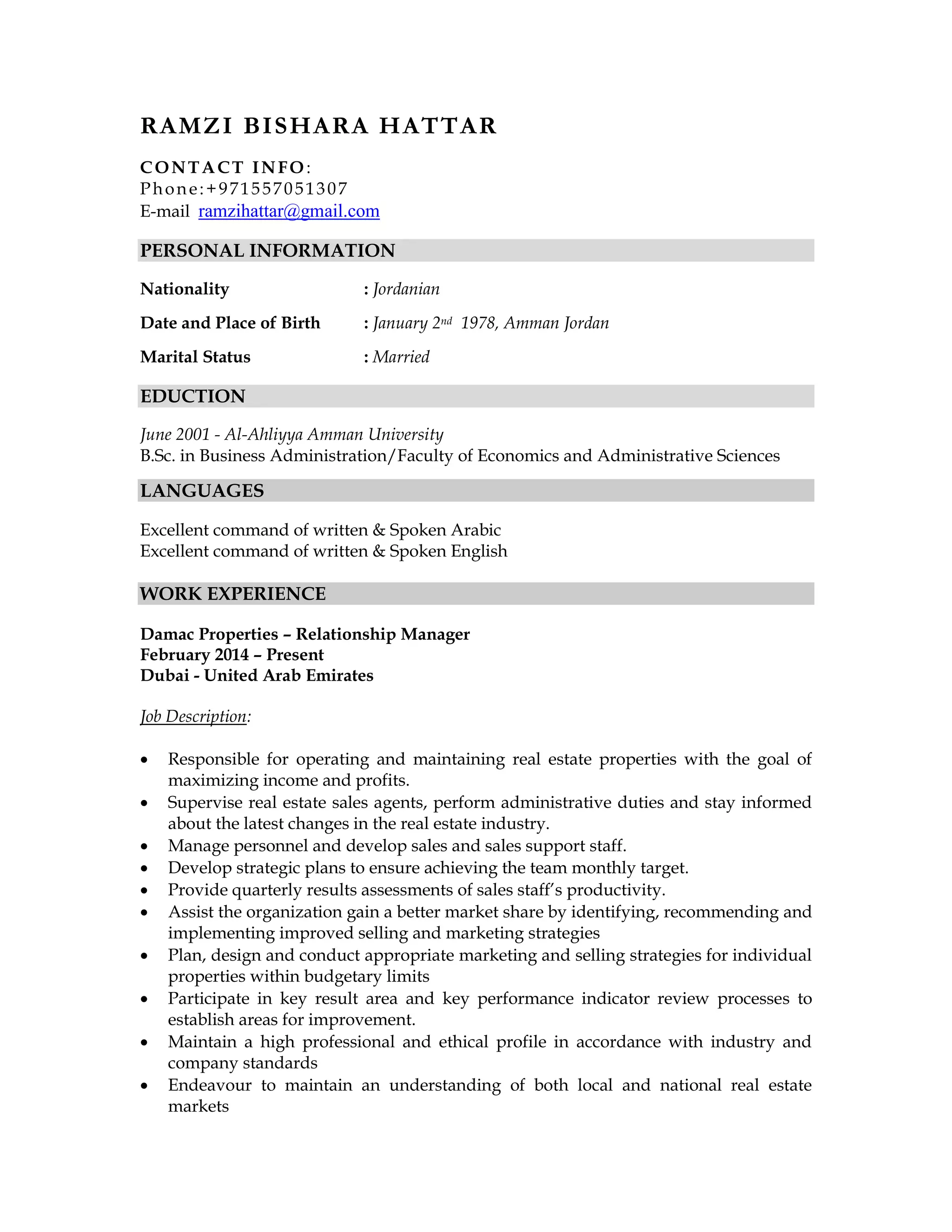 Ramzi Hattar CV | PDF