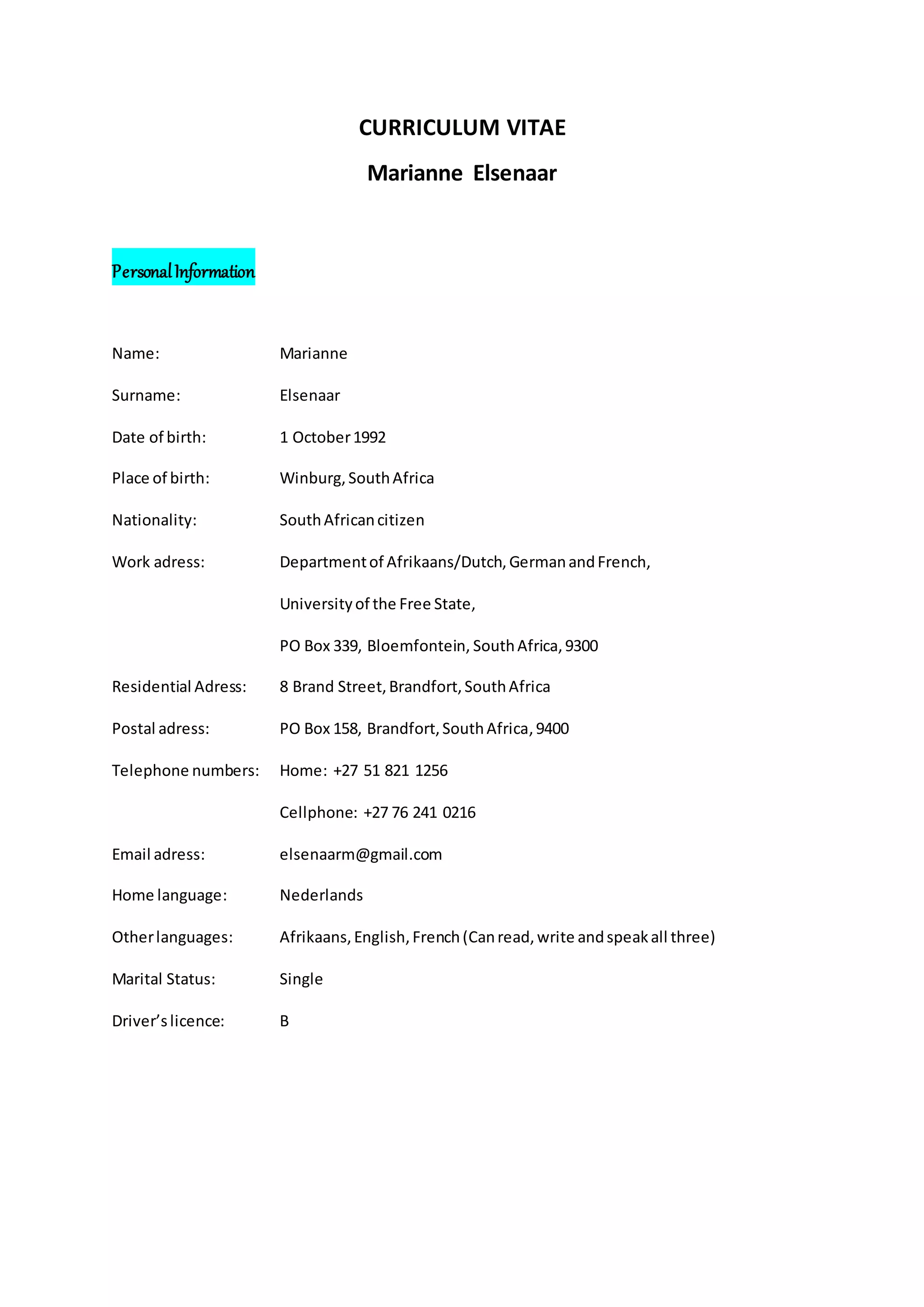 Marianne CV English | DOCX