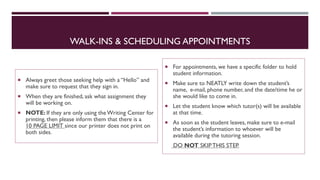 Eubanks_Writing Center Orientation | PPT