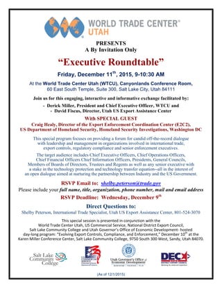 Salt Lake City December 11 Executive Roundtable Final Flyer 120115 | PDF