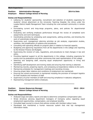 Clive Malambo - CV-1 | DOC | Business Administration | Business