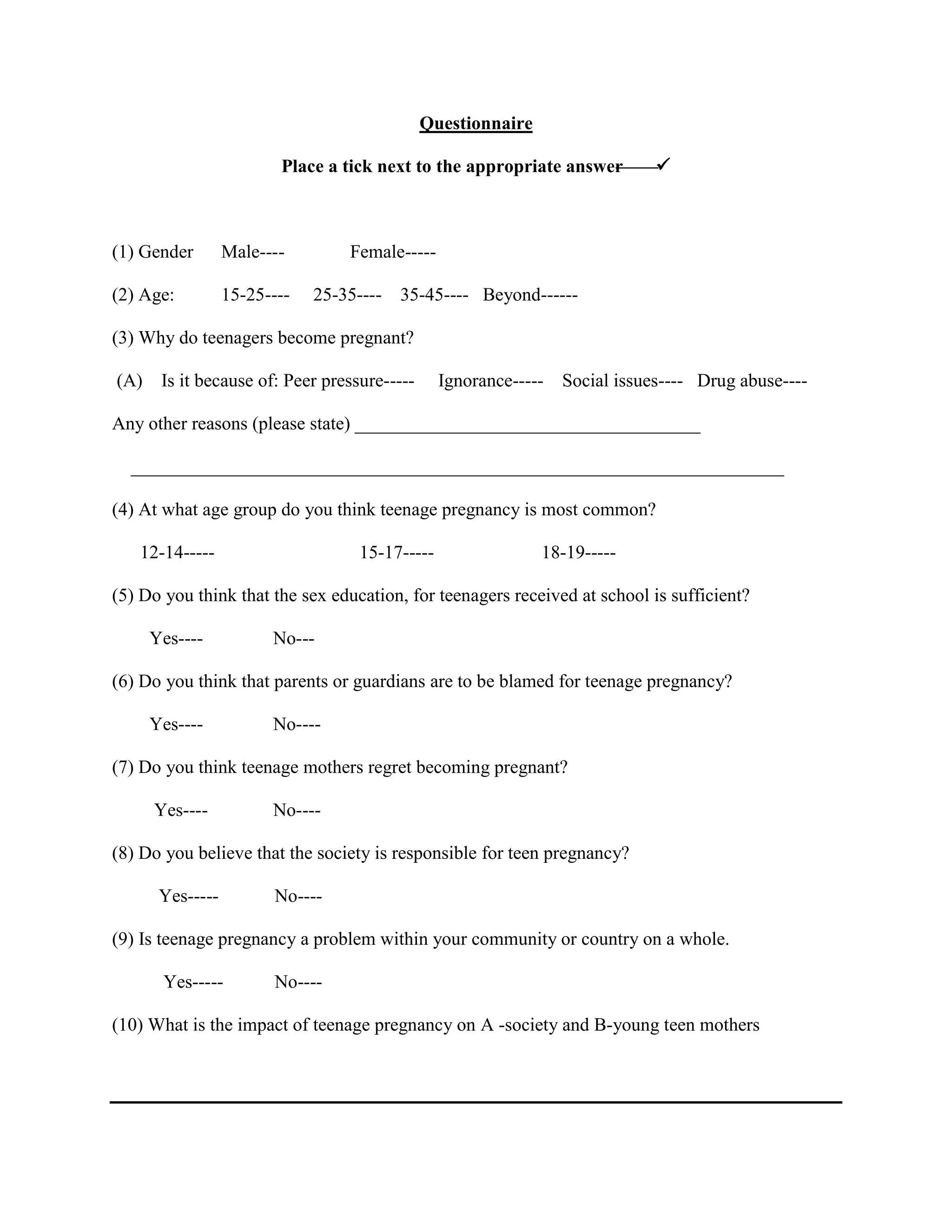 Social Studies SBA template on teenage pregnancy | DOCX